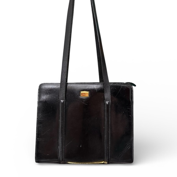 Bally | Bags | Vintage Bally Black Leather Shoulder Tote Leather Lined ...